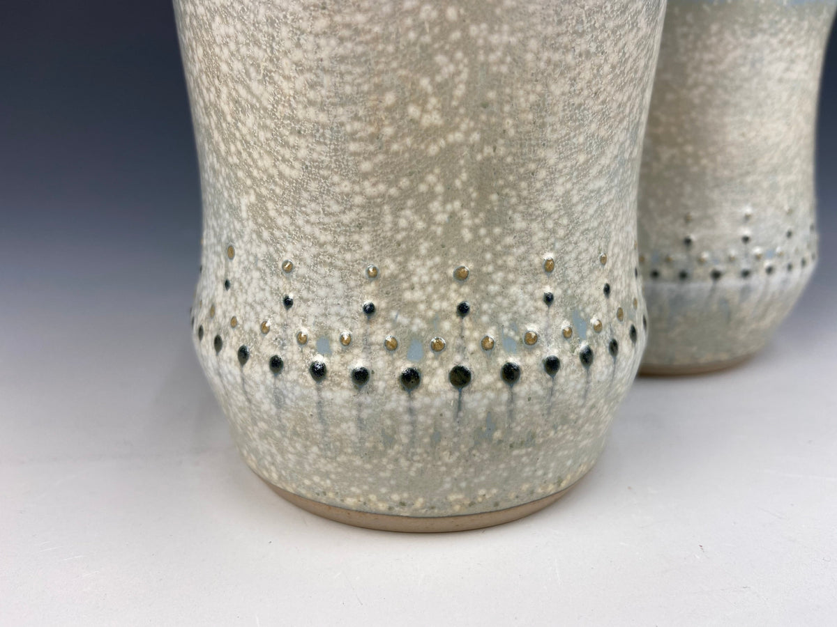Dotted wine cup set, light blue Firefly, 2 – Katie Meili Pottery